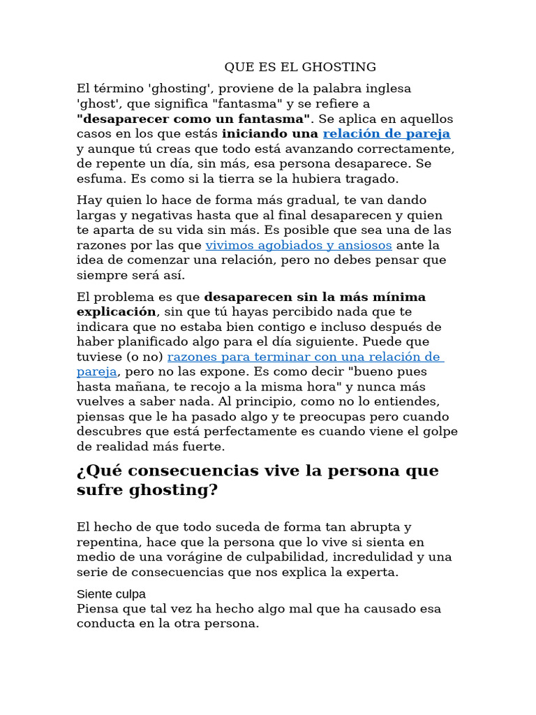 Que Es El Ghostingel Término 'Ghosting' | PDF | Amor | Ciencias del comportamiento