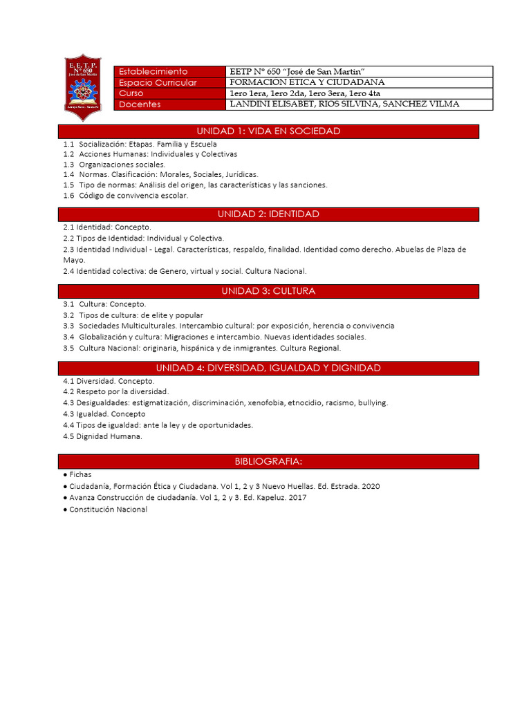 Programa FEC - 1ero 2025 | PDF