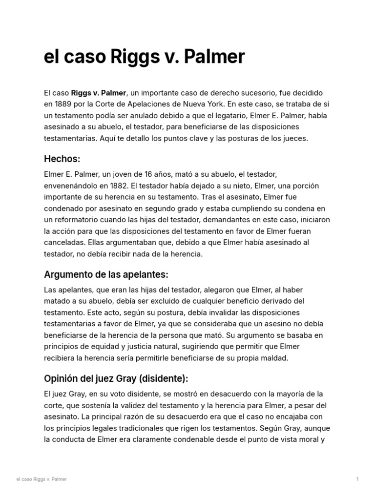 Riggs y Palmer | PDF | Herencia | Crímenes