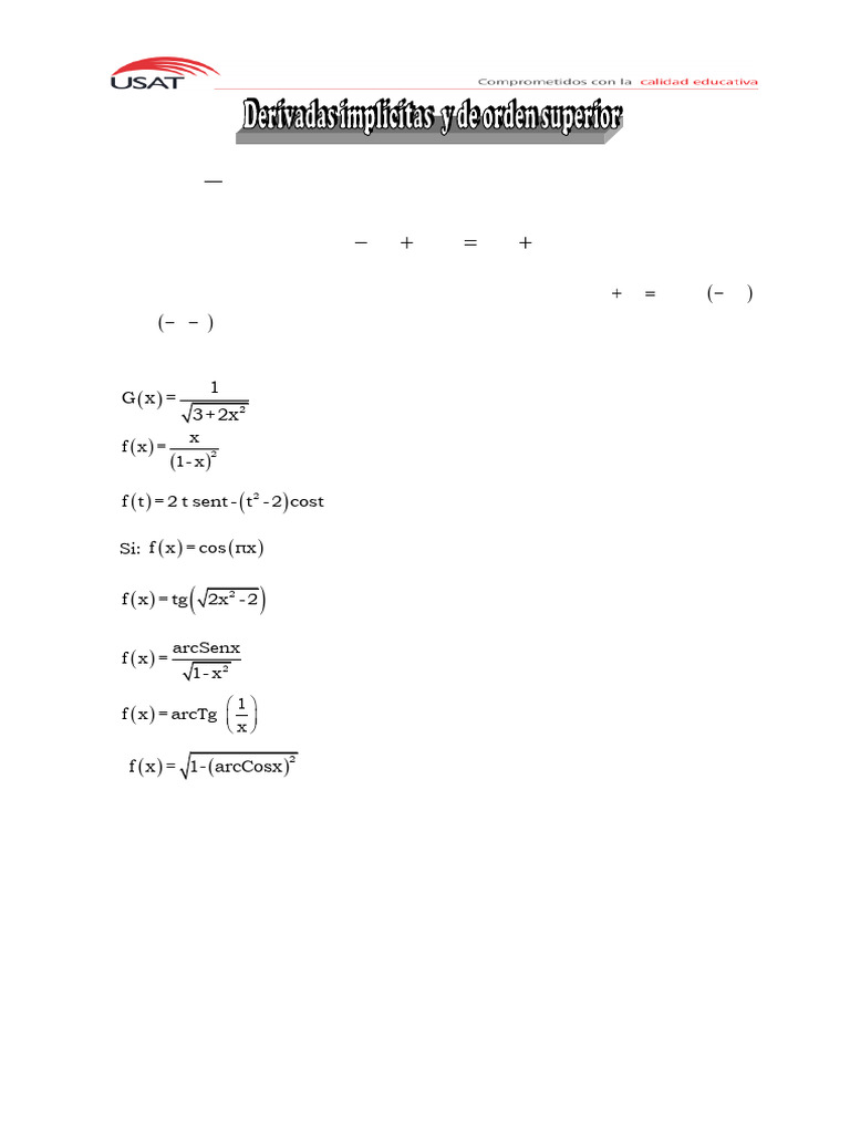 Sesión 08 - Ejercicios Derivación Implicita y Orden Superior | PDF