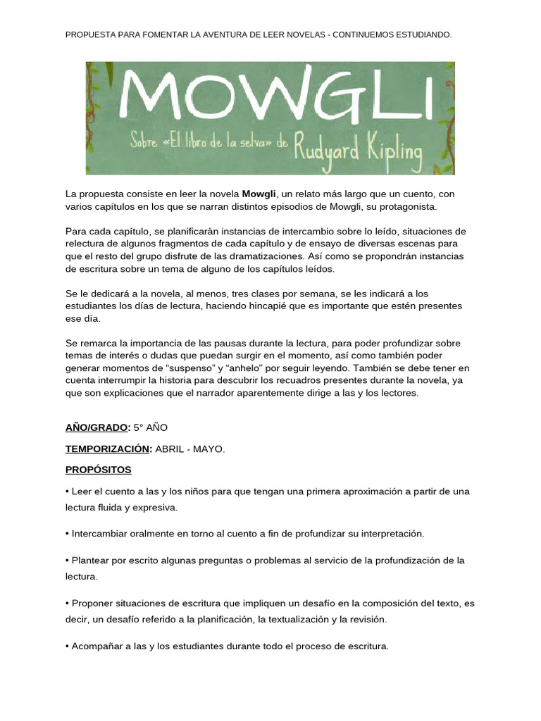 SECUENCIA PDL 5TO MOWGLI | PDF | Shere Khan | El libro de la selva