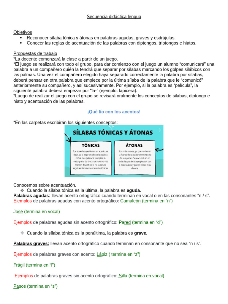 Acentuación y sílabas en lengua | PDF | Sílaba | Fonética