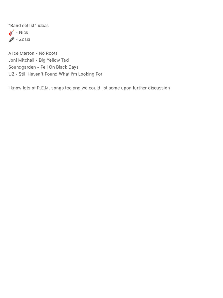 “Band setlist” ideas | PDF