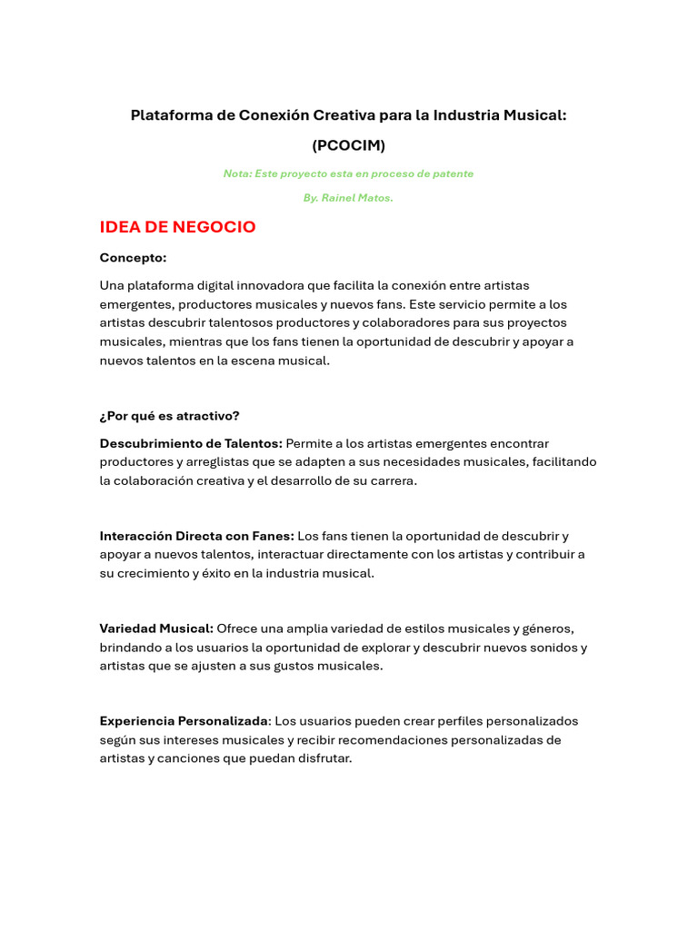 App IYC ConexiÃ N Creativa para La Industria Musical 4 | PDF ...