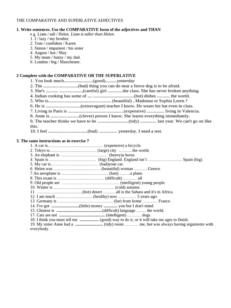 The Comparative and Superlative Adjectives | PDF