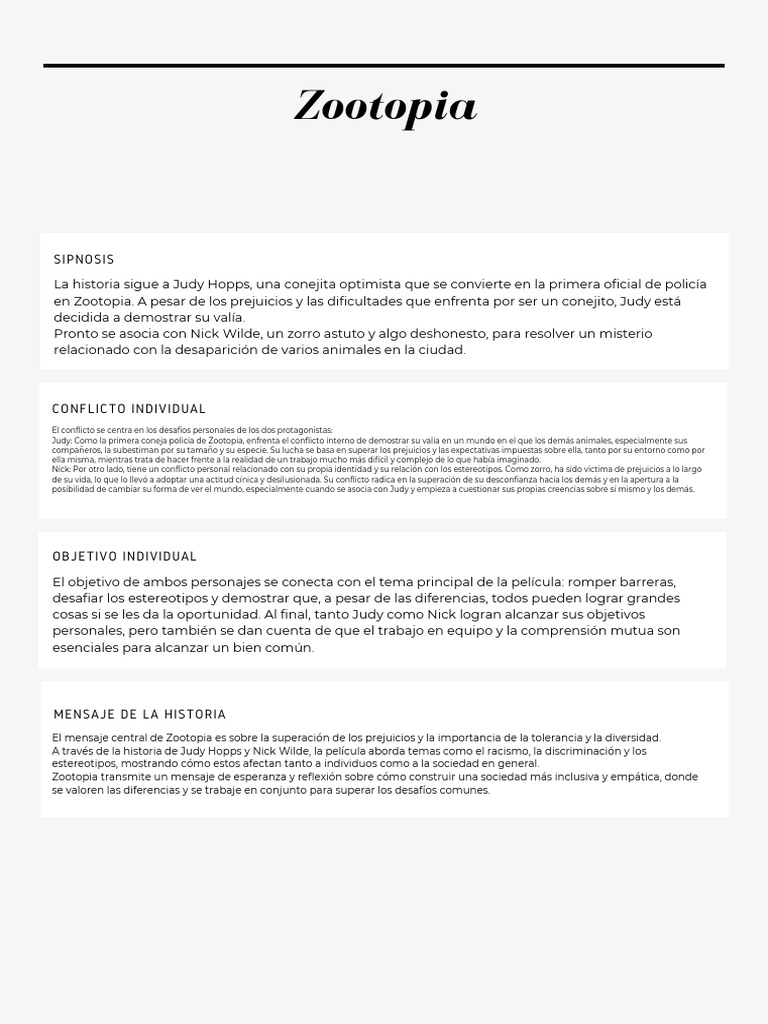 Zootopia: Superando Prejuicios y Estereotipos | PDF | Estereotipos ...