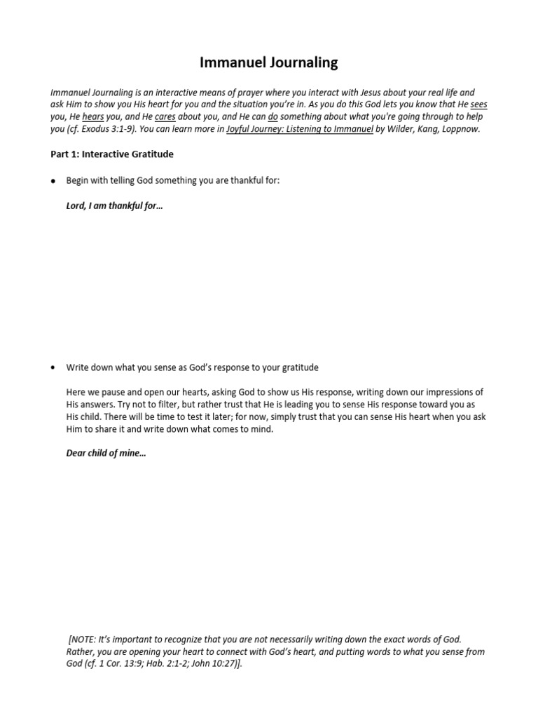 Immanuel Journaling Process | PDF
