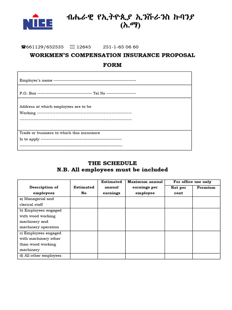 Workmen Compensation Insurance Proposal | PDF
