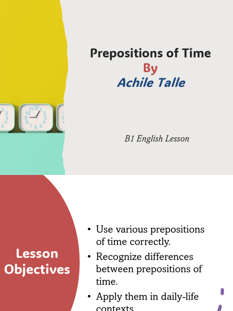 Prepositions of Time Lesson | PDF