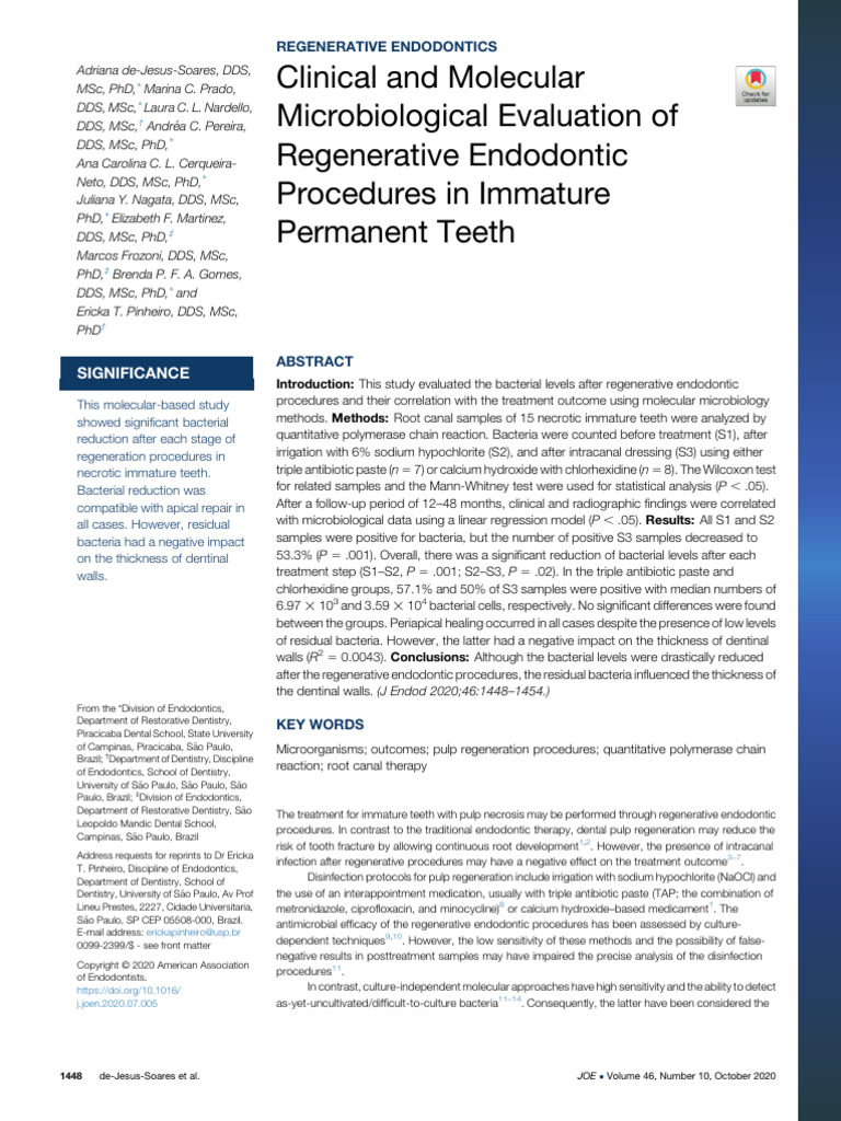 Clinical and Molecular Microbiological Evaluation of Regenerative ...