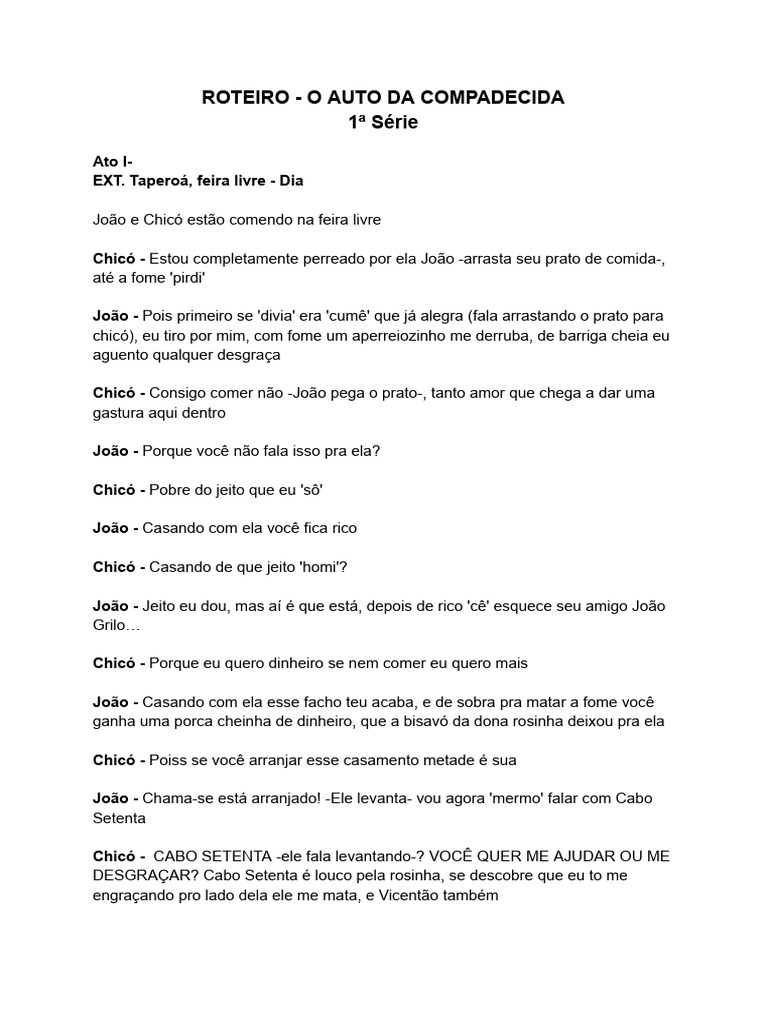 Roteiro O Auto Da Compadecida-1 | PDF