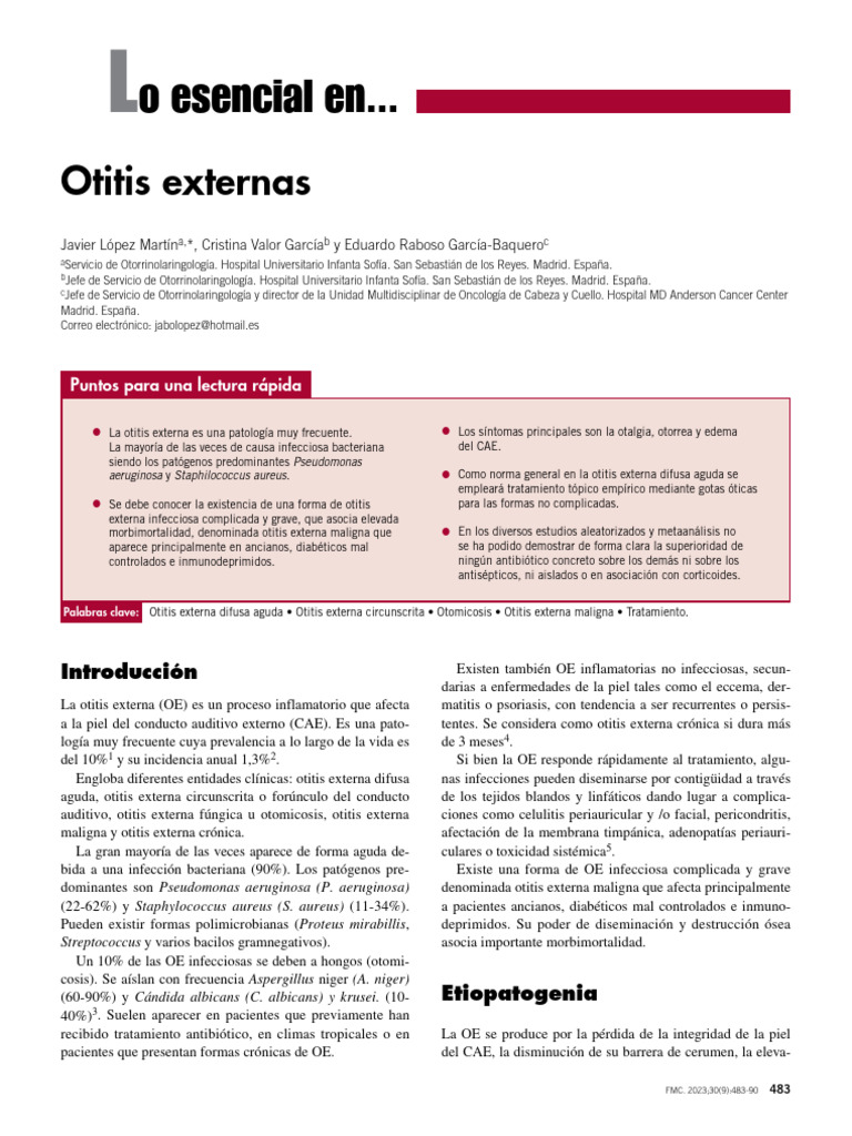 Otitis Externa | PDF | Especialidades Medicas