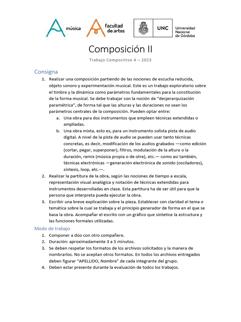 Trabajo Compositivo 4 (7) | PDF | Composiciones Musicales | Partituras
