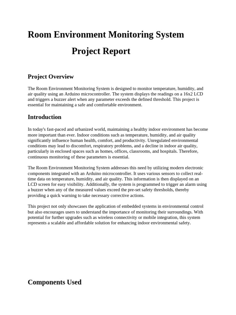 Room Environment Monitoring System | PDF | Sensor | Arduino