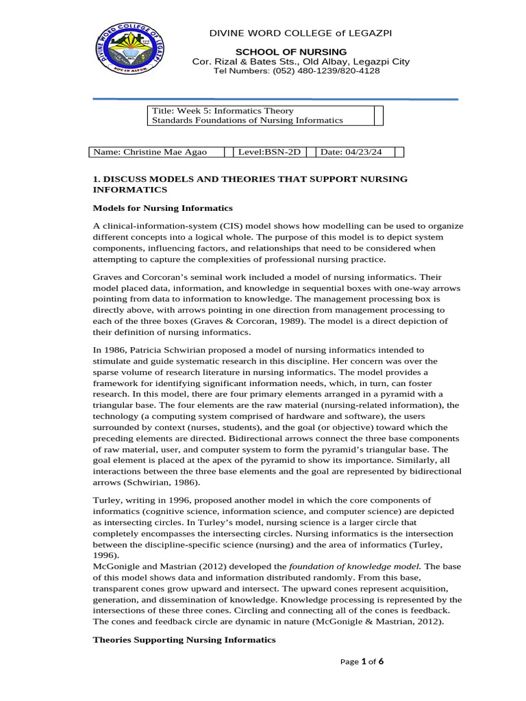 Nursing Informatics Models and Theories | PDF | Information | Computer ...