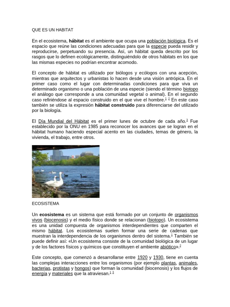 Que Es Un Habitat | PDF | Habitat | Ecosistema