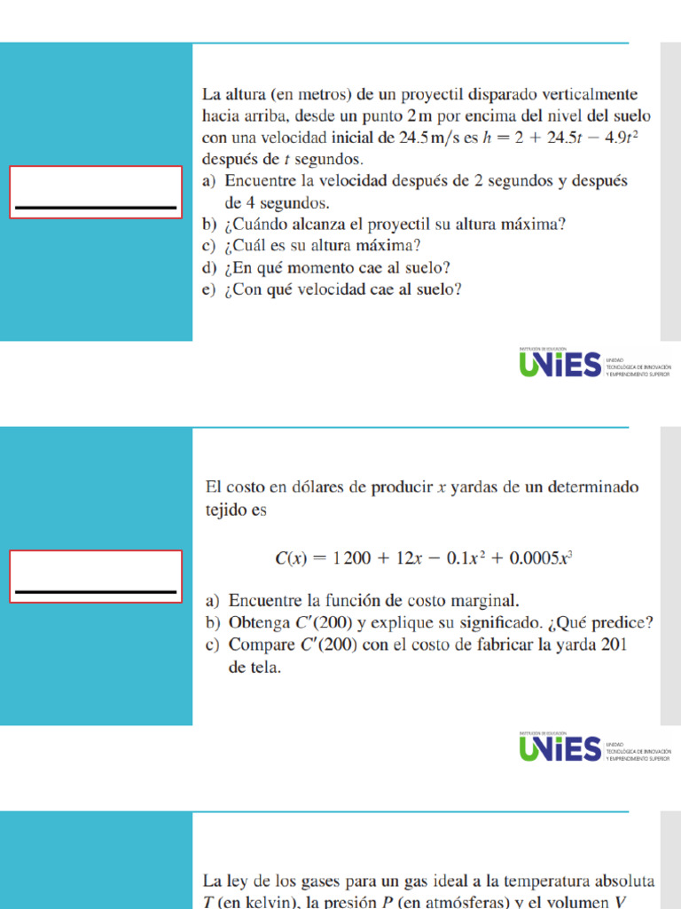 CÁLCULO DIFERENCIAL (LIMITE Y DERIVADAS) - 2 Ejercicios | PDF