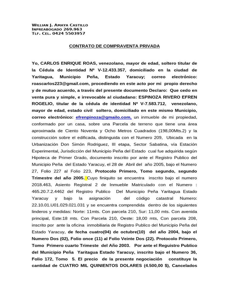 Compra Venta Efren Espinoza | PDF