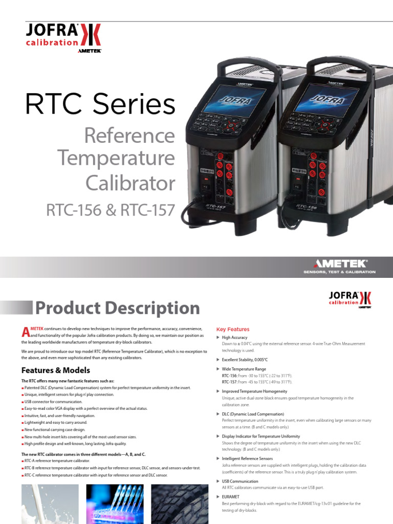 Reference Temperature Calibrator RTC 156 157 Datasheet | PDF ...