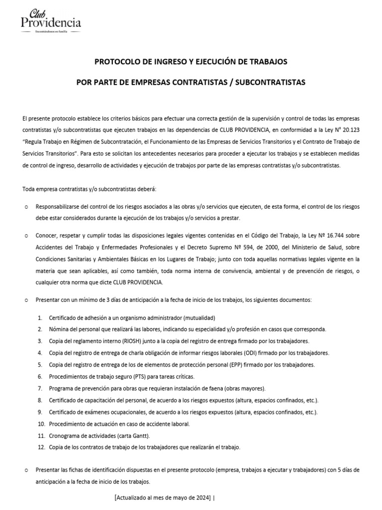 10. Protocolos Subcontratos | PDF