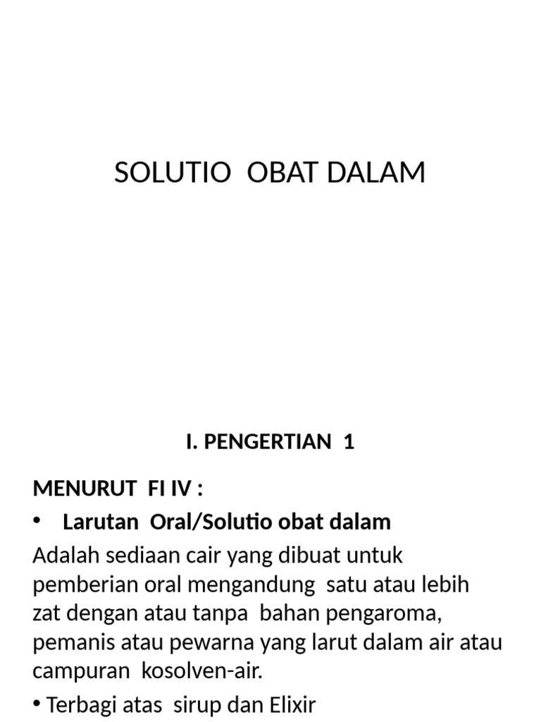 SOLUTIO OBAT DALAM | PDF