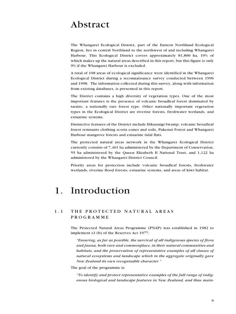Whangarei Ecological District Abstract Intro Methodology Ecological Character | PDF | Rain | Ecology