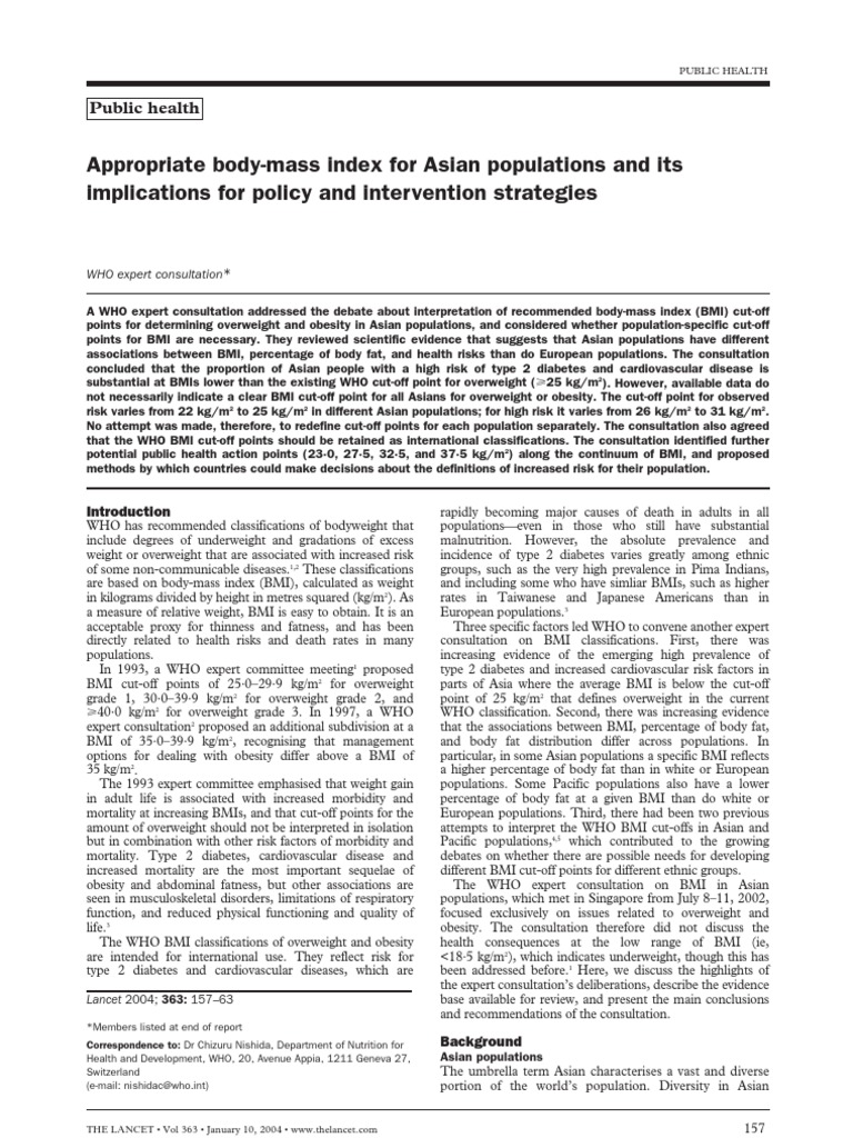 Bmi Asia | PDF | Body Mass Index | Obesity