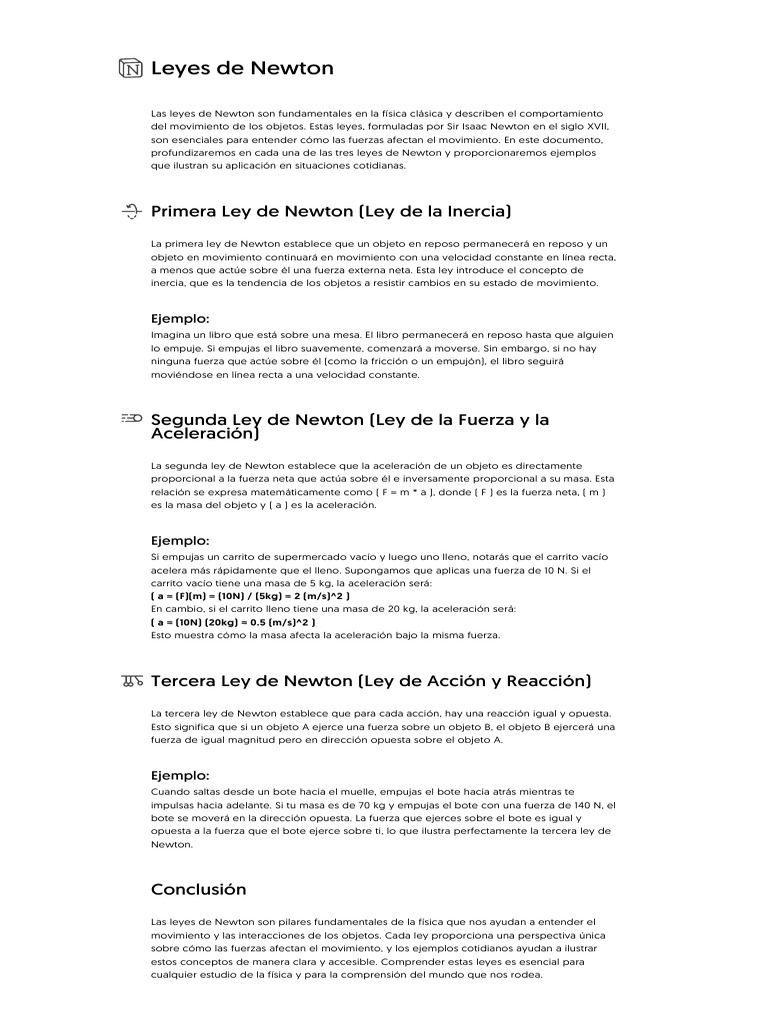 Leyes de Newton y su Aplicación | PDF | Fuerza | Las leyes del ...