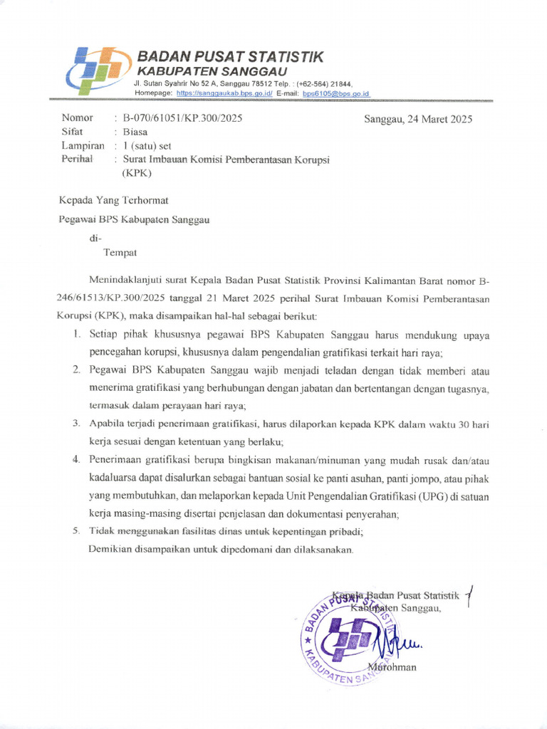 Surat Imbauan Komisi Pemberantasan Korupsi | PDF
