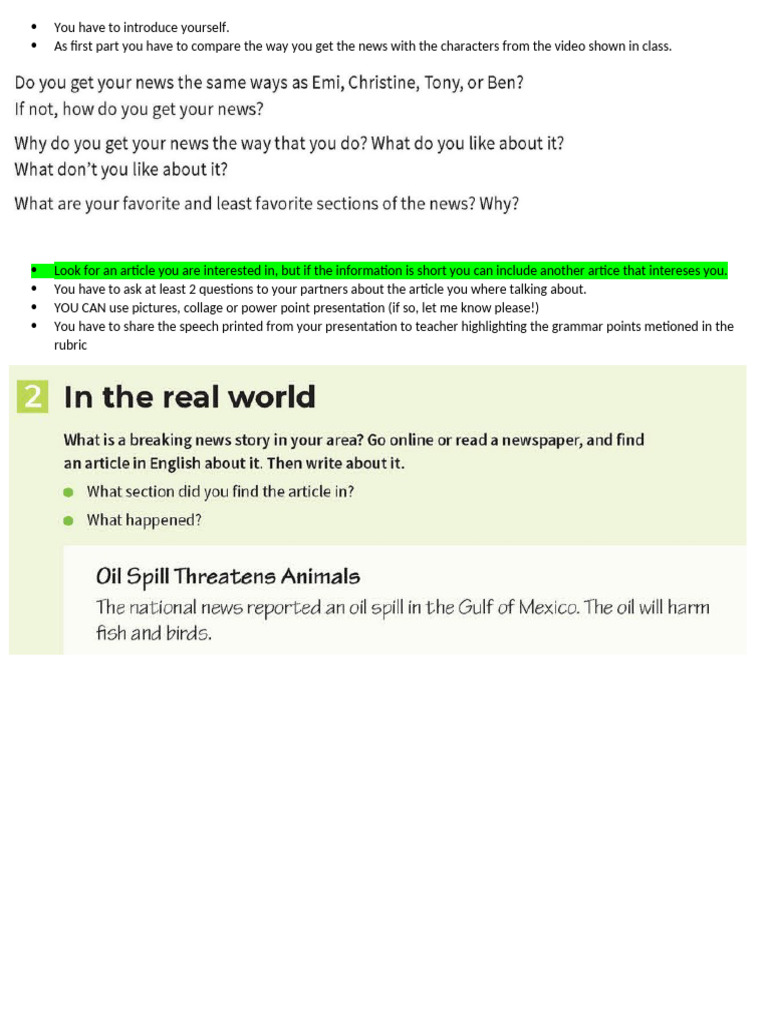 intermediate 3, 1st oral exam | PDF