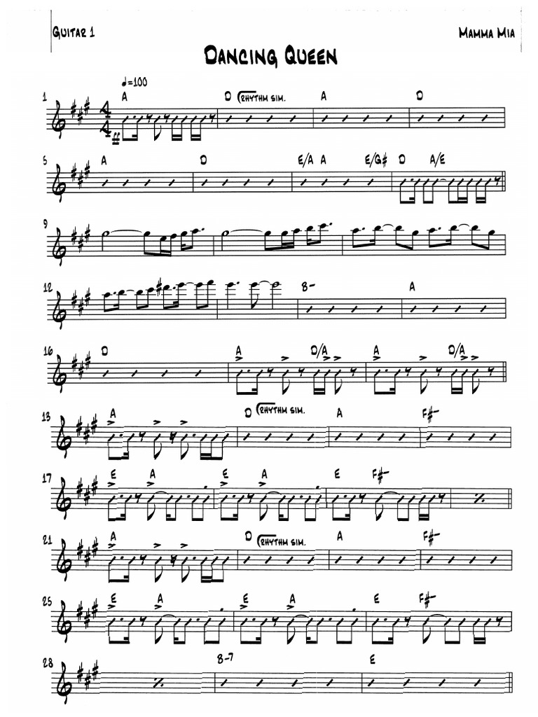 Dancing Queen - Guitar 1 | PDF