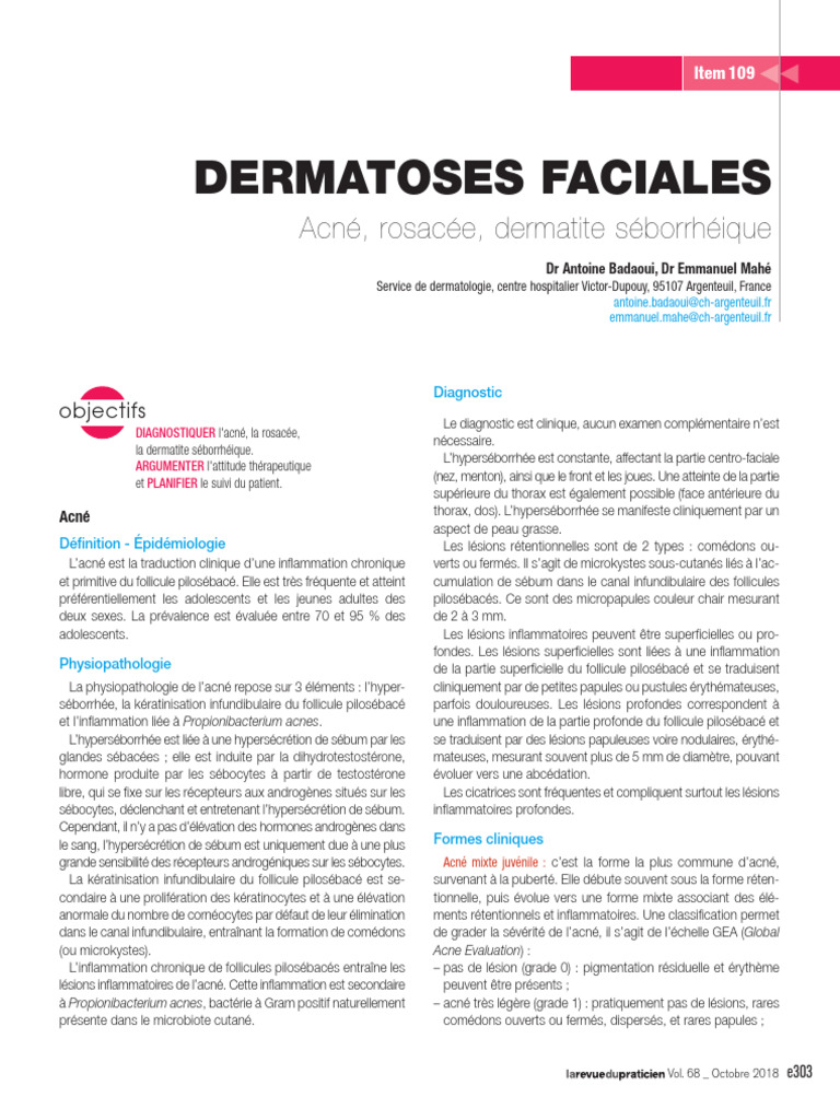 Acné : diagnostic et traitements efficaces | PDF | Spécialités ...