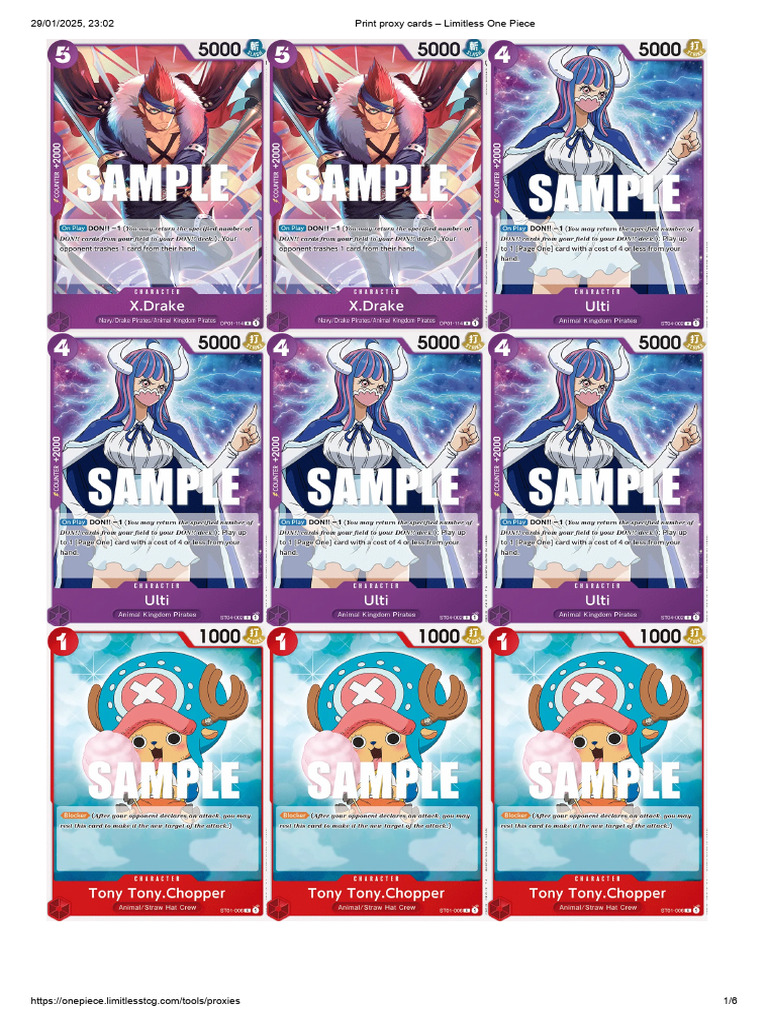 Print Proxy Cards - Limitless One Piece | PDF