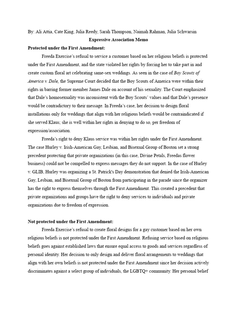 Expressive Association Memo | PDF | First Amendment To The United ...