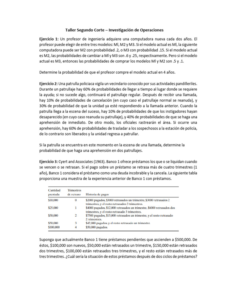 Taller Segundo Corte-Investigacion de Operaciones | PDF