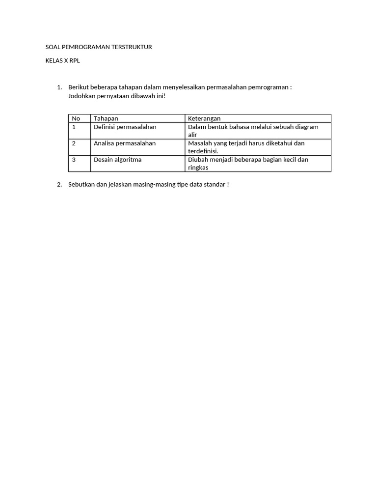 Soal Pemrograman Terstruktur | PDF