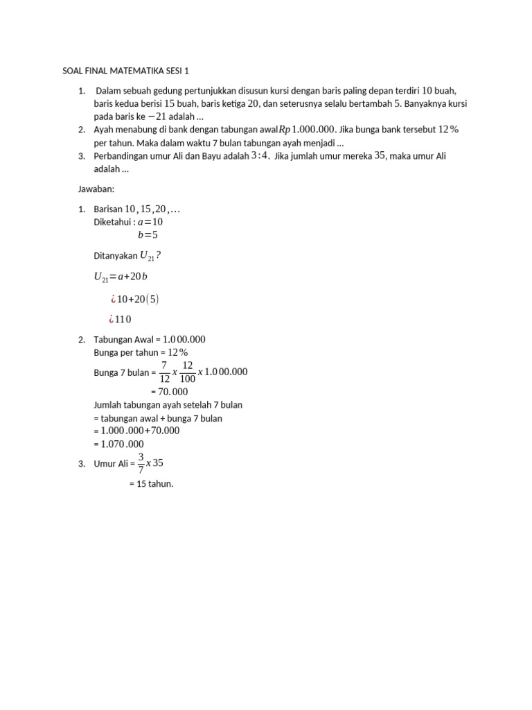 Soal Final Matematika | PDF