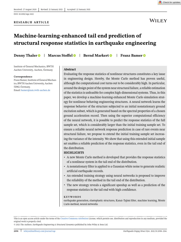 Thaler Et Al. - 2021 - Machine-learning-Enhanced Tail End Prediction of Structural Response ...