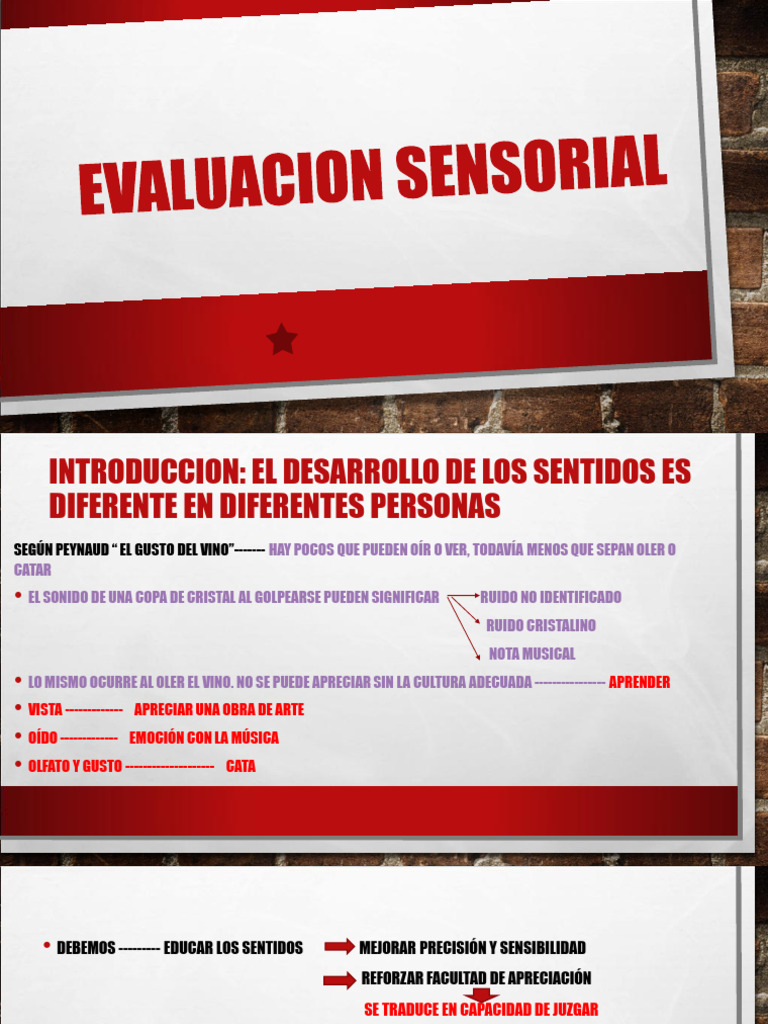 EVALUACIÓN SENSORIAL Capit. 1 DIAPOSITIVAS | PDF | Vino | Gusto