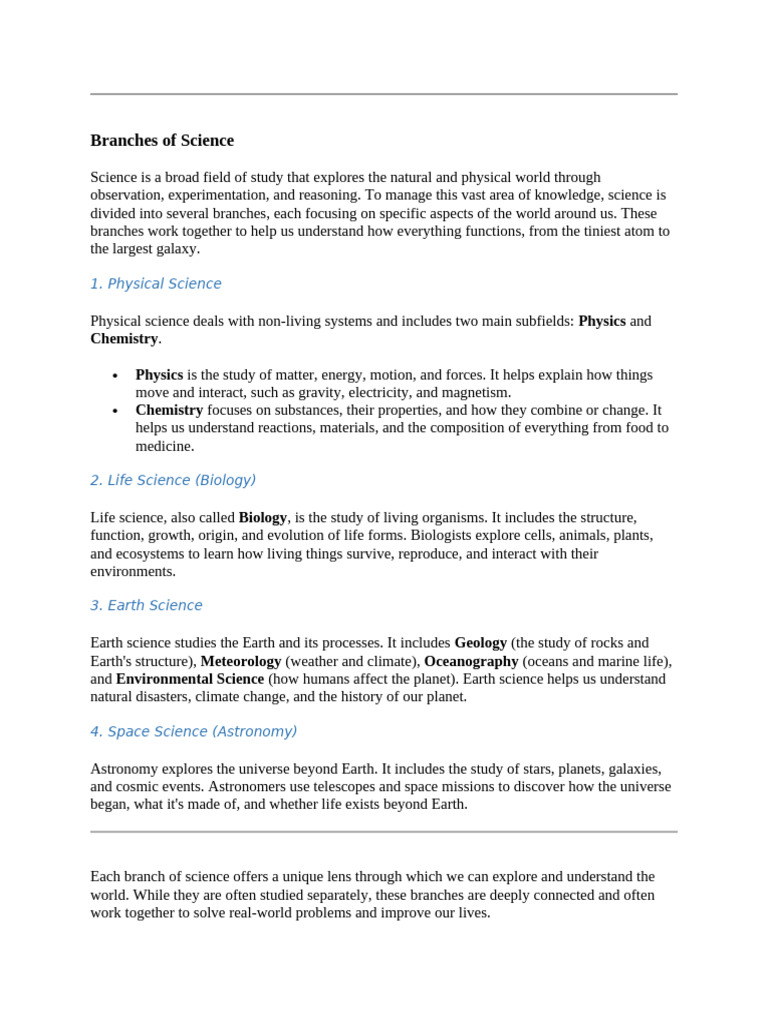 Branches of Science | PDF