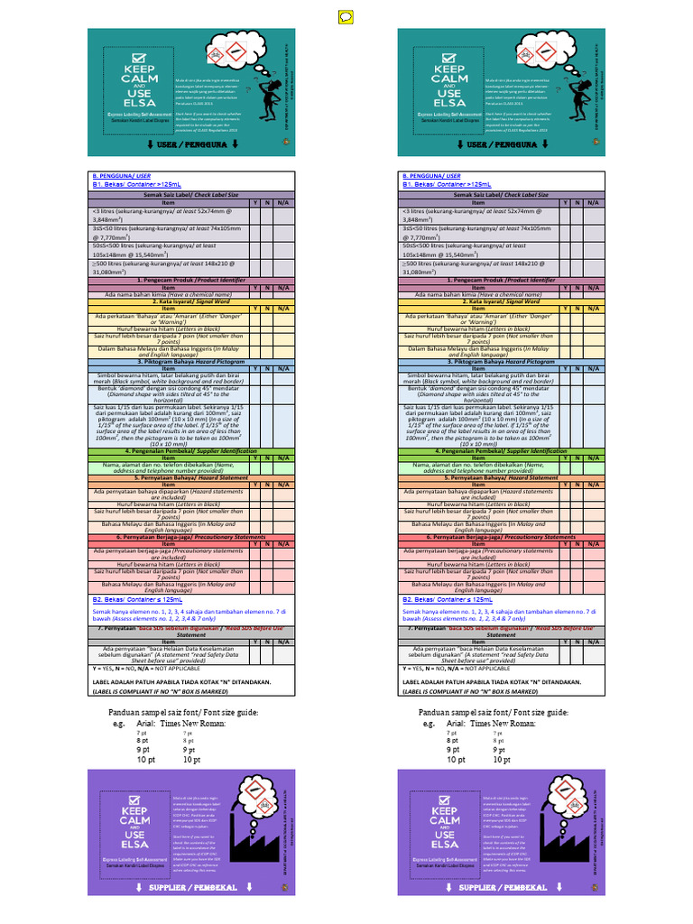 Chemical Labelling DOSH - Express Labelling Self-Assessment ELSA | PDF
