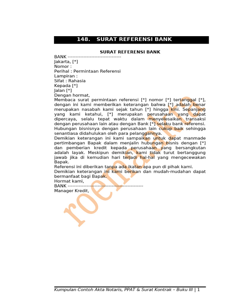 Contoh Surat Referensi Bank untuk Perusahaan | PDF