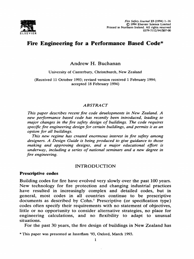 Fire Engineering For A Performance Based Code | PDF | Fires | Firefighting
