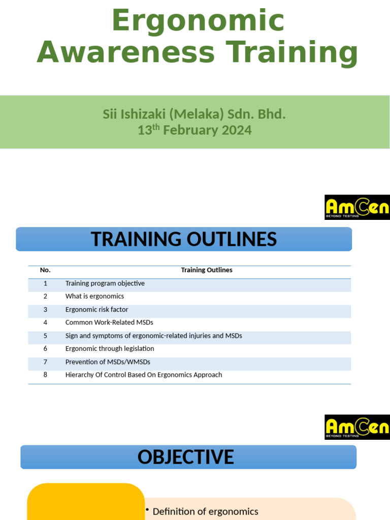 Ergonomic Awareness Training - Sii Ishizaki | PDF