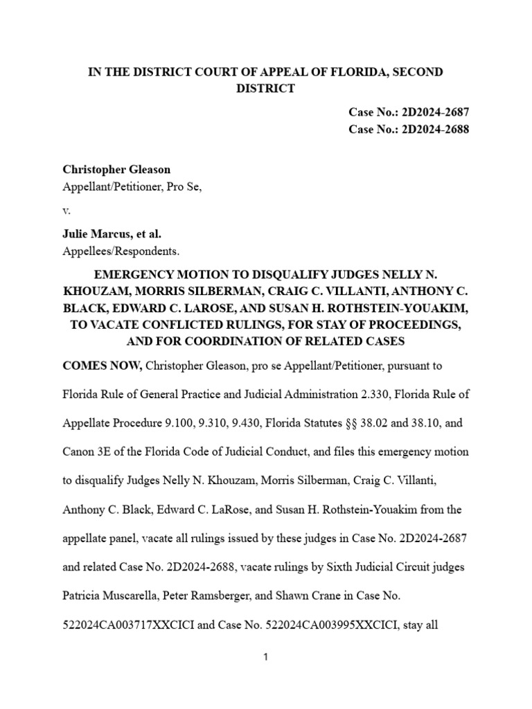 221001287 Notice - Emergency Motion to Disqualify Judges | PDF ...
