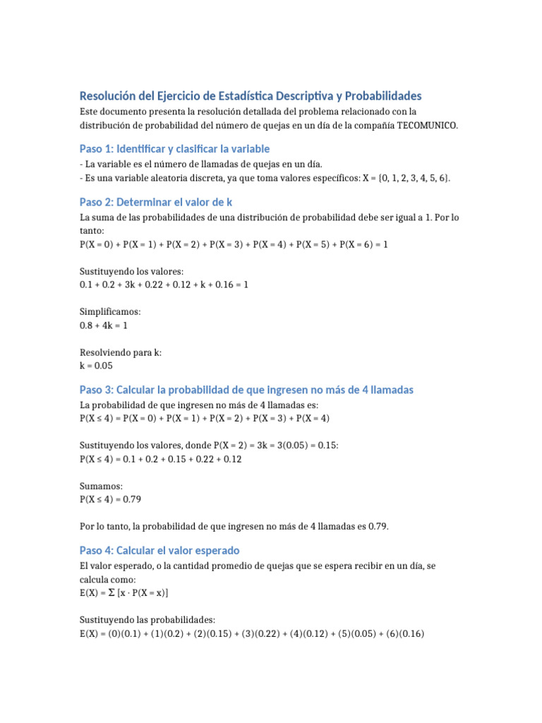Resolución de Ejercicio de Probabilidades | PDF