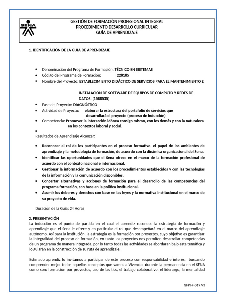 GFPI-F-019_Formato_Guia_de_Aprendizaje Induccion 2018enviar (1) | PDF | Aprendizaje | Educación ...