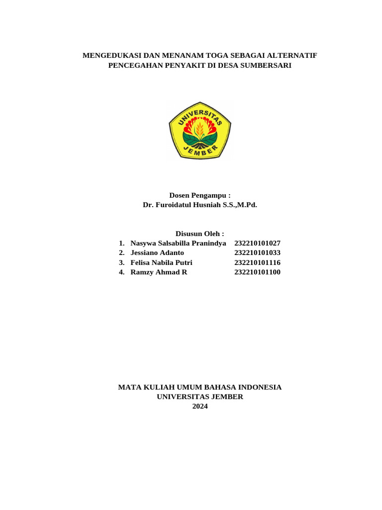 Proposal Kel 1 - TOGA | PDF