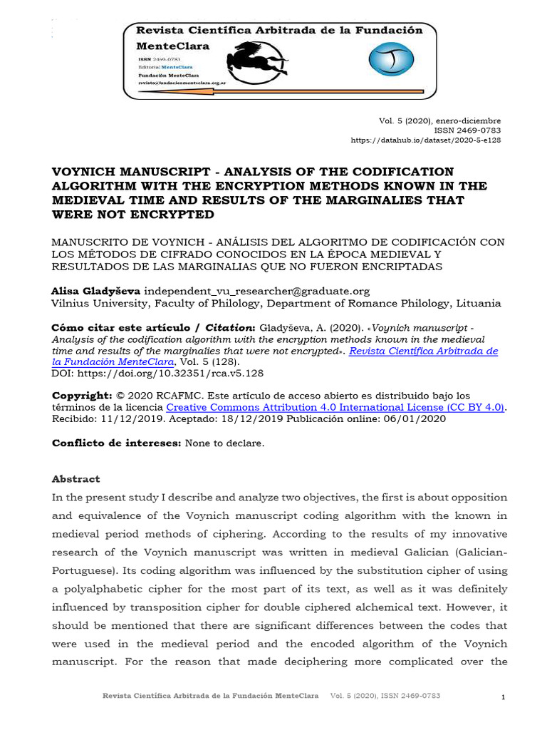 Analysis Coding Algorithm With The Known in Mediev | PDF | Cipher ...