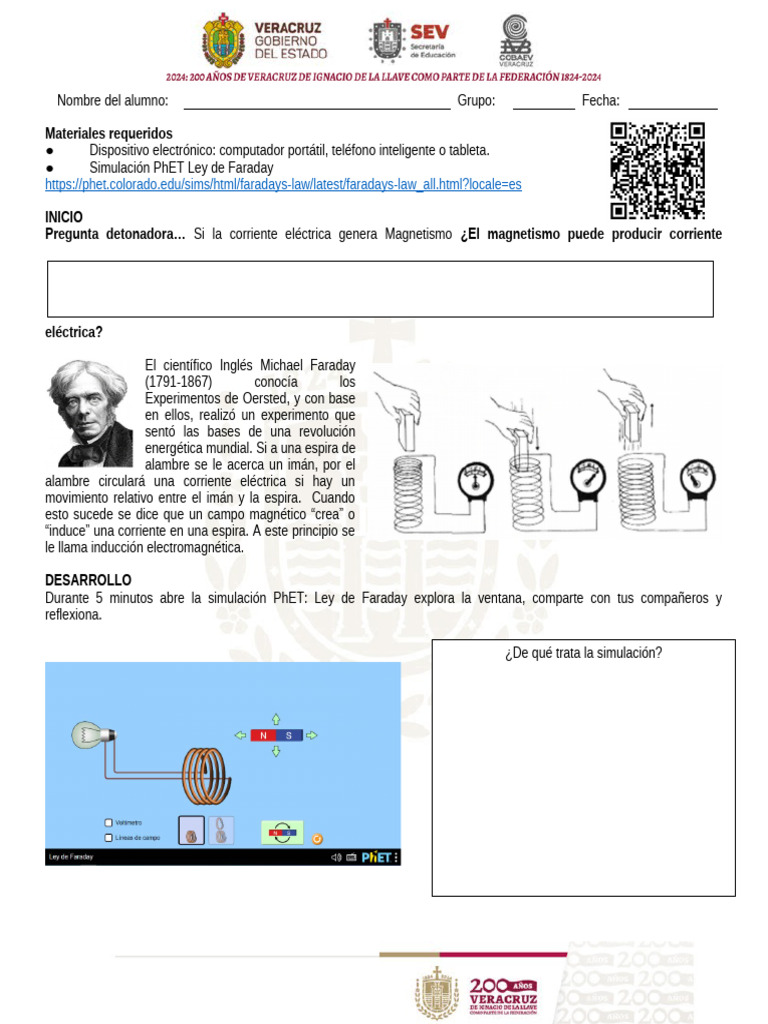 Actividad Phet Ley de Faraday | PDF | Imán | Fenomeno fisico